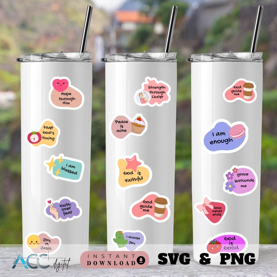 Faith Sticker Pack SVG PNG Bundle, Religious Quotes, Printable ...