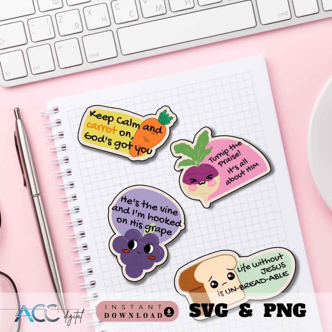 Witty Christian Stickers SVG PNG Bundle, Christian Printable Stickers ...