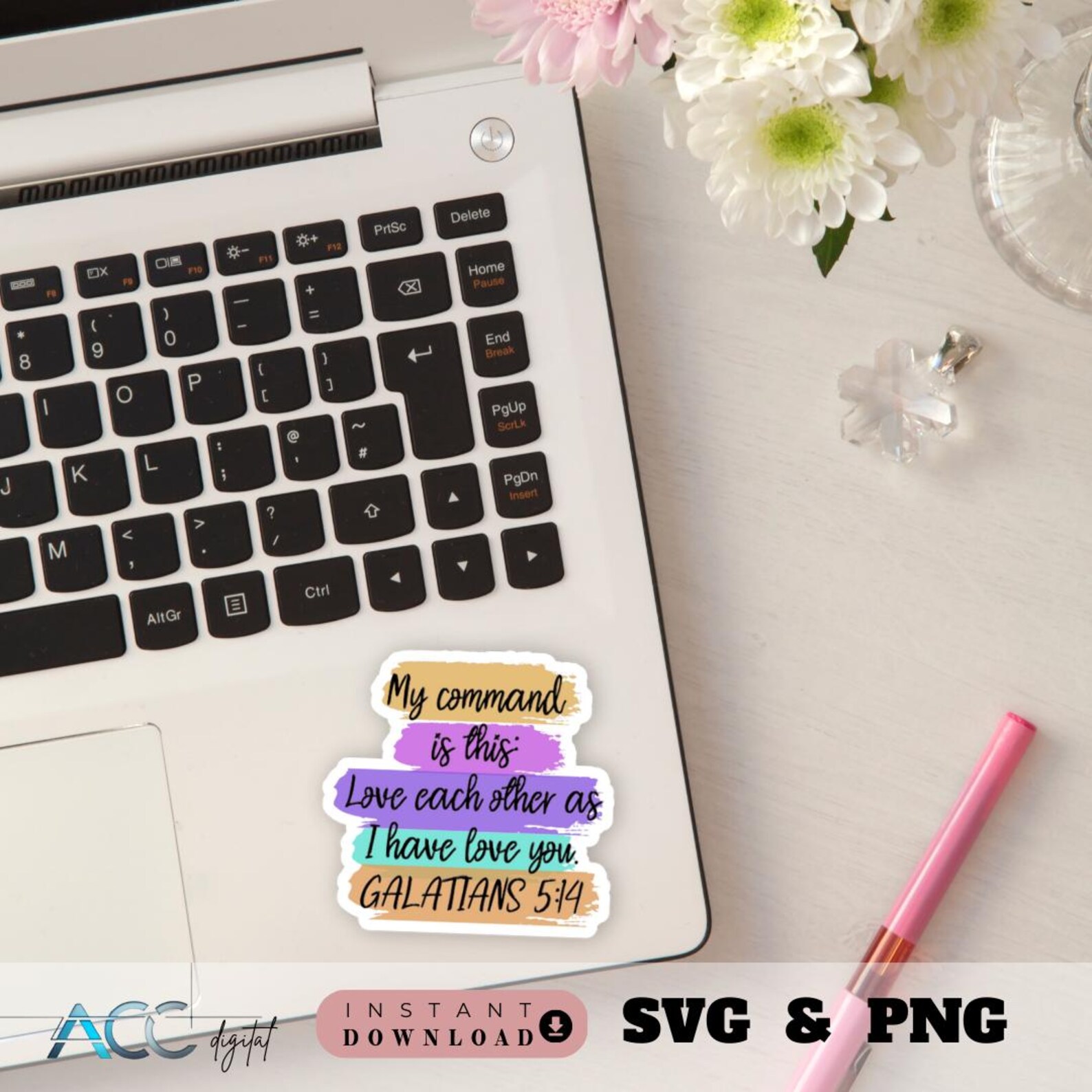 Christian Sticker Bundle, Bible Verse Sticker About Love, Digital ...