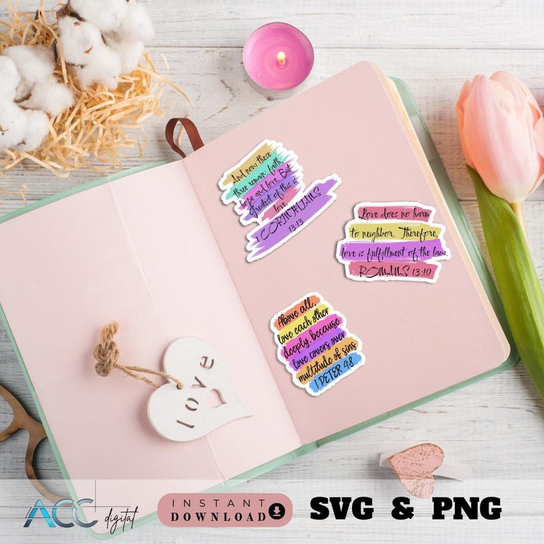 Christian Sticker Bundle, Bible Verse Sticker About Love, Digital ...