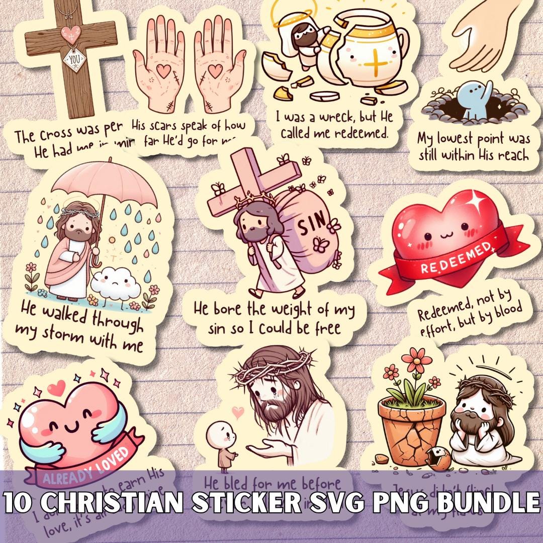 Faith Sticker SVG PNG Bundle, Christian Clipart, Digital Planner ...