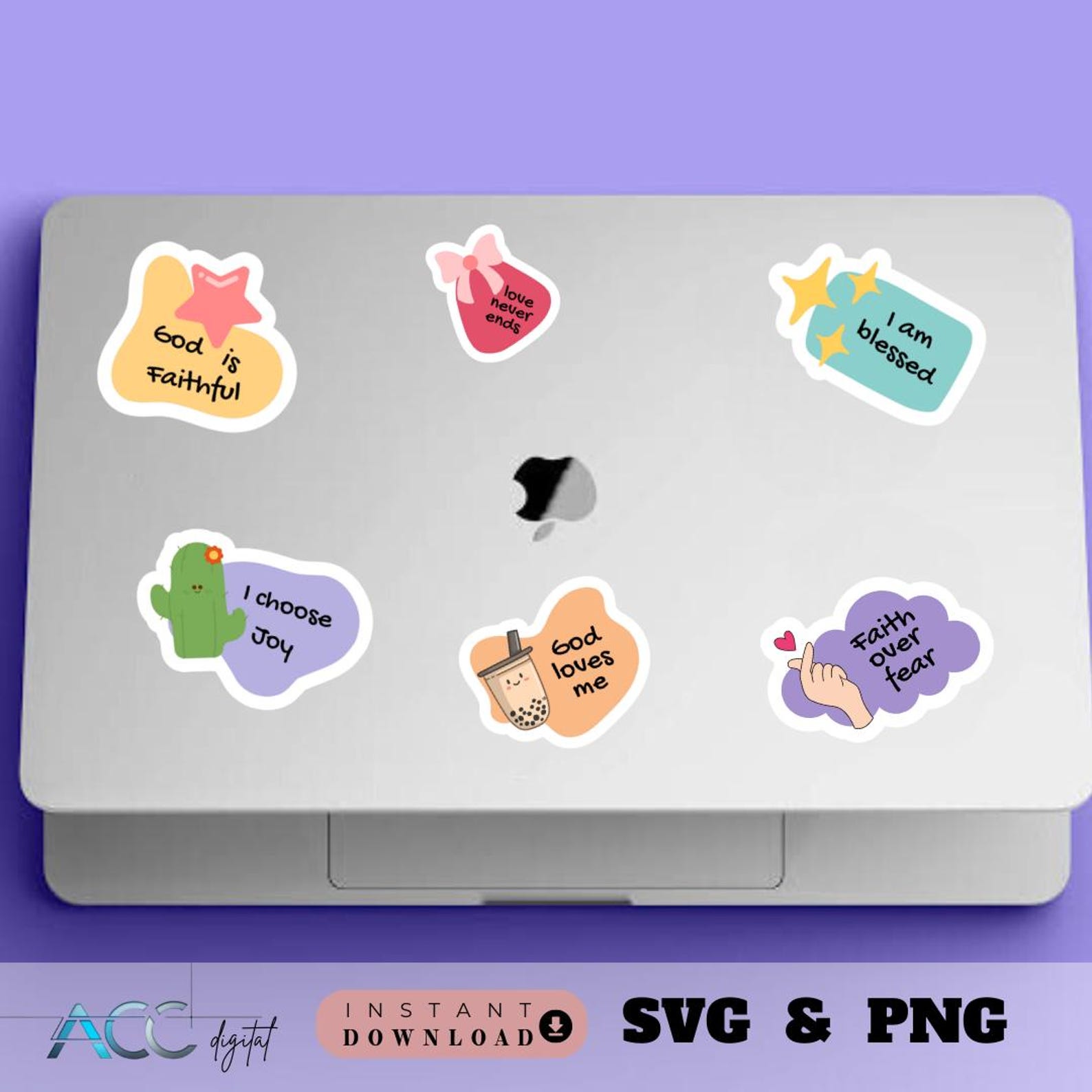 Faith Sticker Pack SVG PNG Bundle, Religious Quotes, Printable ...