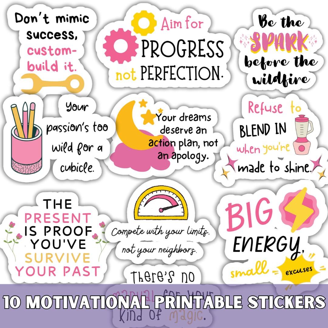 Motivational Quotes SVG PNG Bundle, Inspirational Sticker, Motivational ...