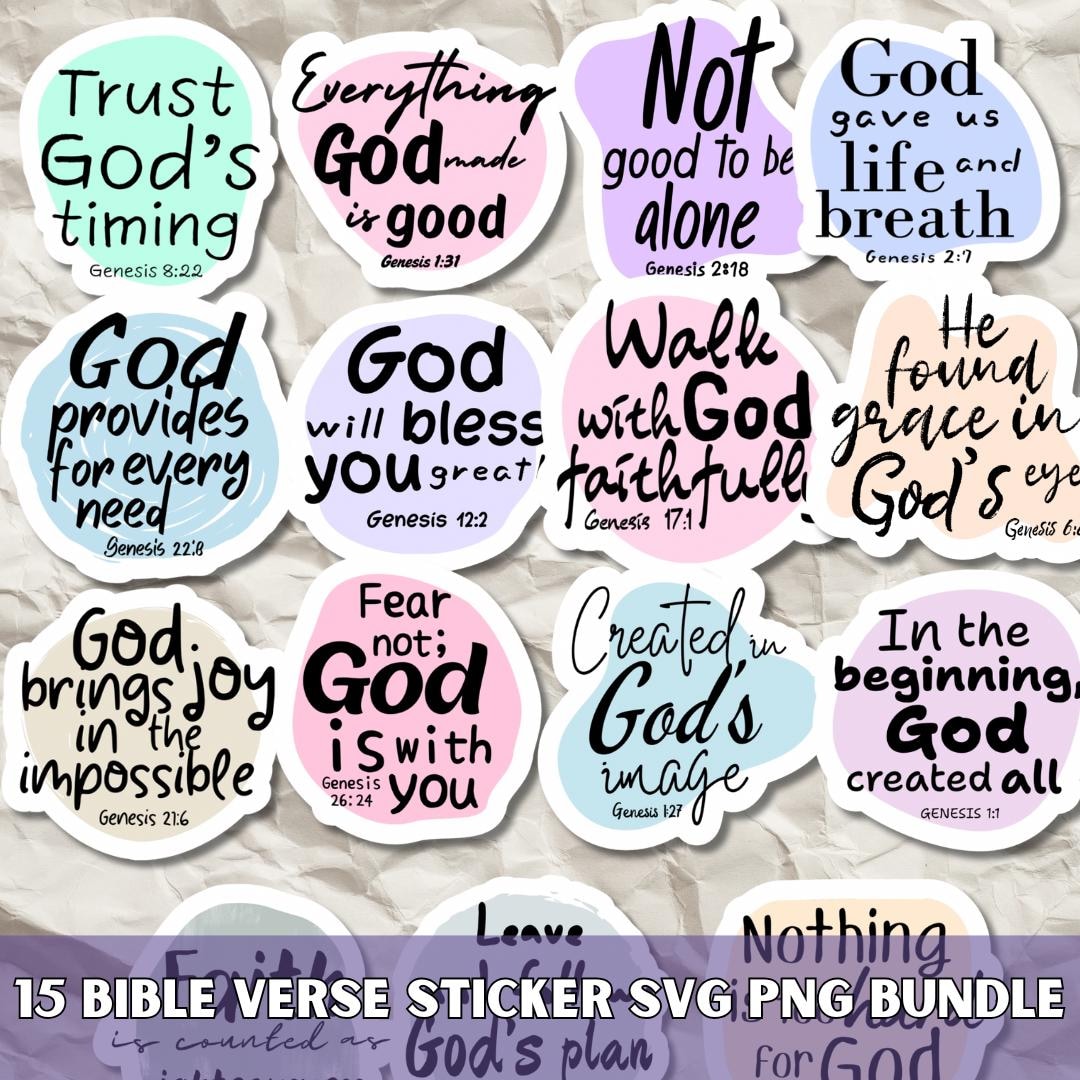 Genesis Bible Verse Stickers SVG PNG Bundle, Faith Inspired Christian ...