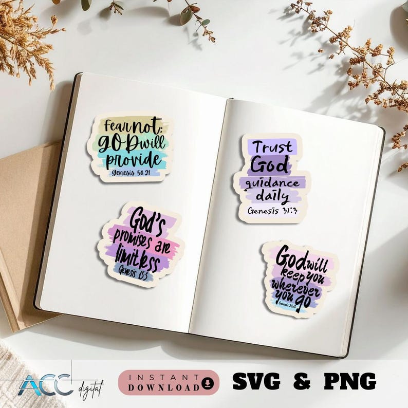 Genesis Inspired Bible Verse Stickers SVG PNG Bundle, Christian Faith ...