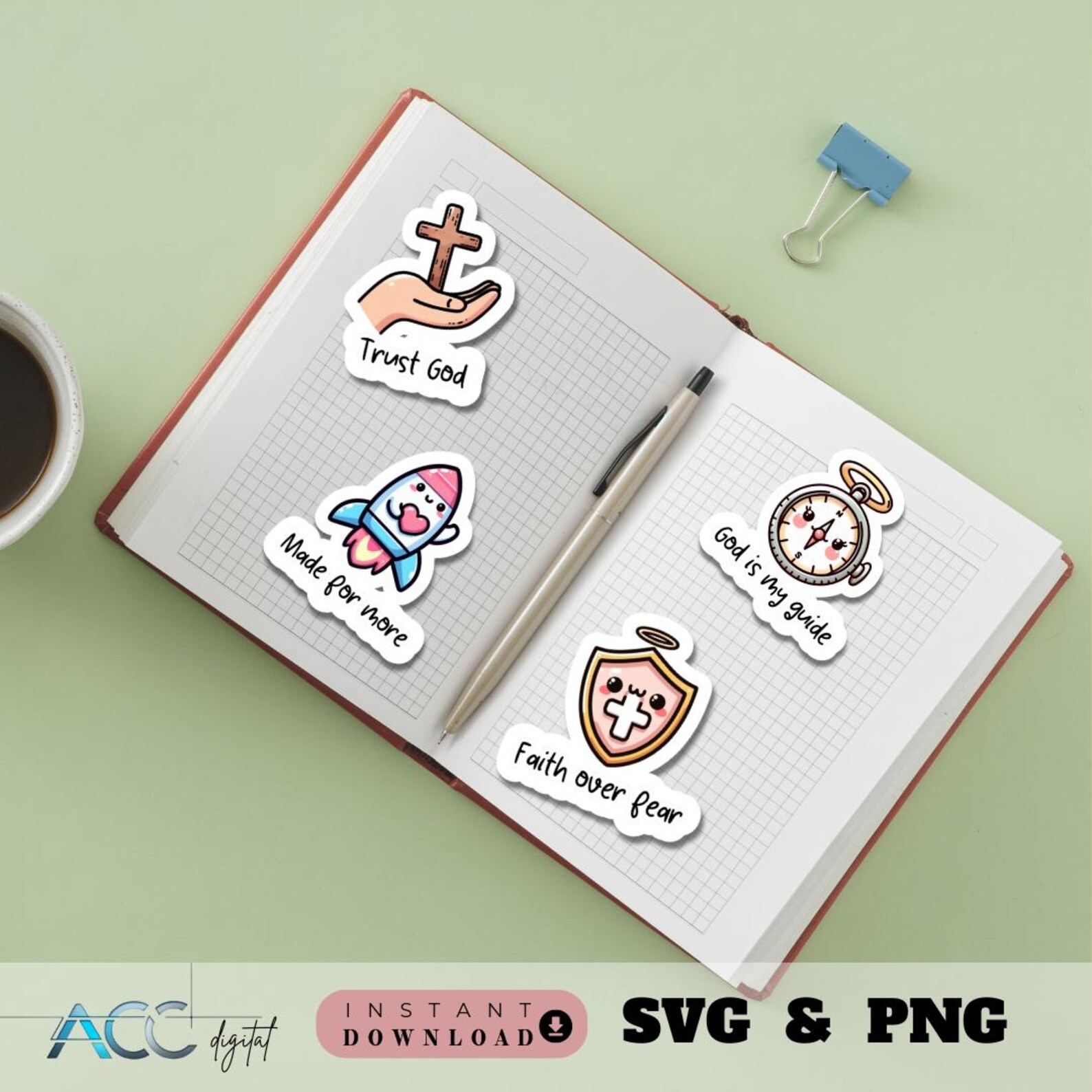 Christian Stickers Pack Svg Png, Faith Png Bundle, Religious Quotes ...