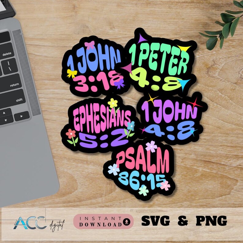 Bible Verses Sticker Pack SVG PNG Bundle, Christian Quotes About Love ...
