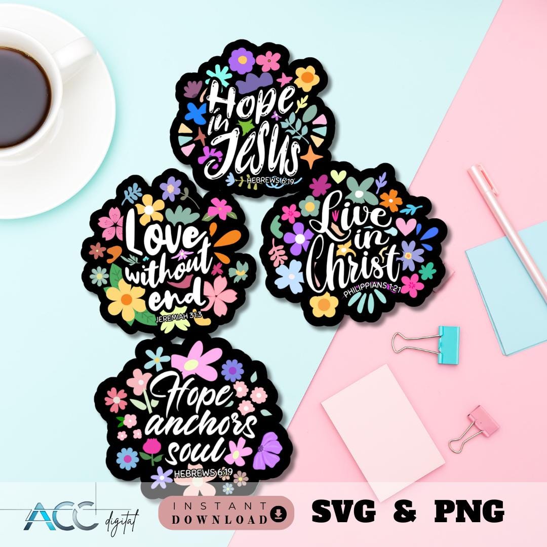 Christian Stickers Bundle SVG PNG Bible Verse Sticker, Bible Verse Svg ...