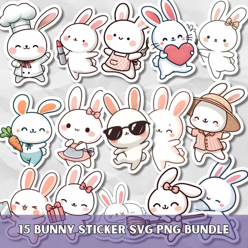 Cute Kawaii Bunny Sticker - Etsy