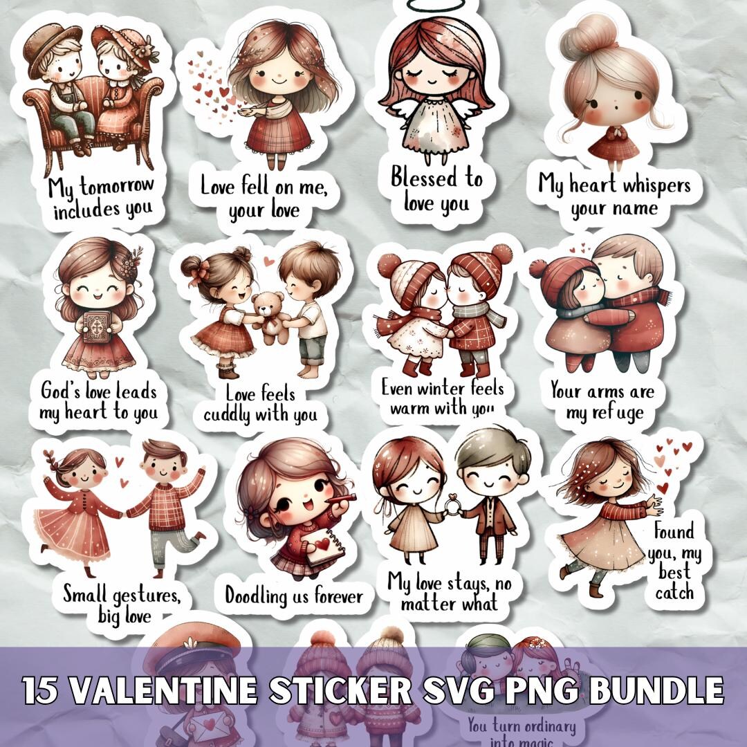 Valentine Clipart SVG PNG Bundle, Printable Romantic Love Letters ...