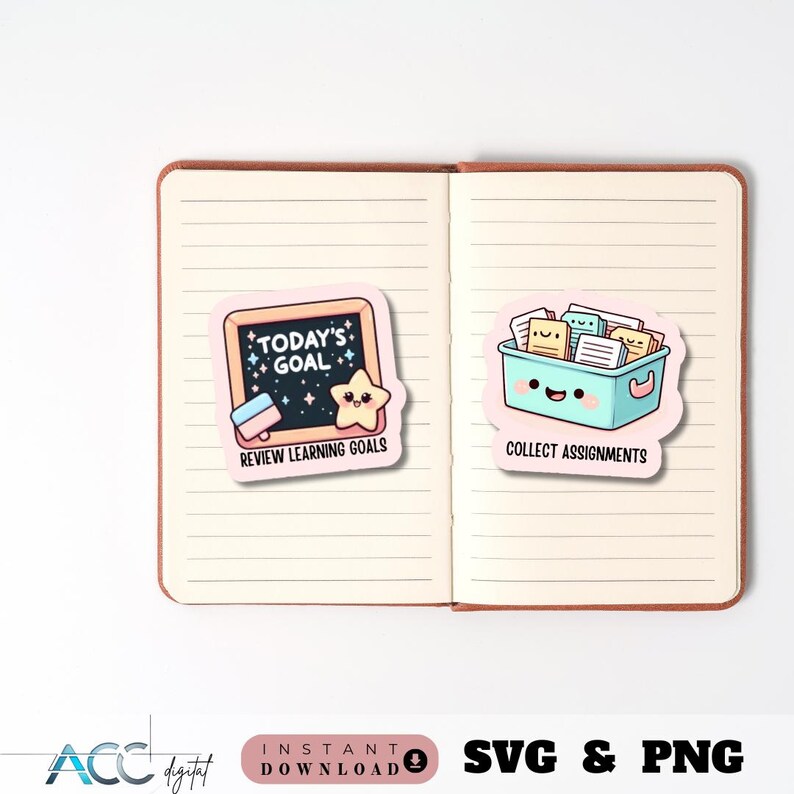 Teacher Digital Planner Stickers SVG PNG Bundle, Kawaii Goodnotes ...