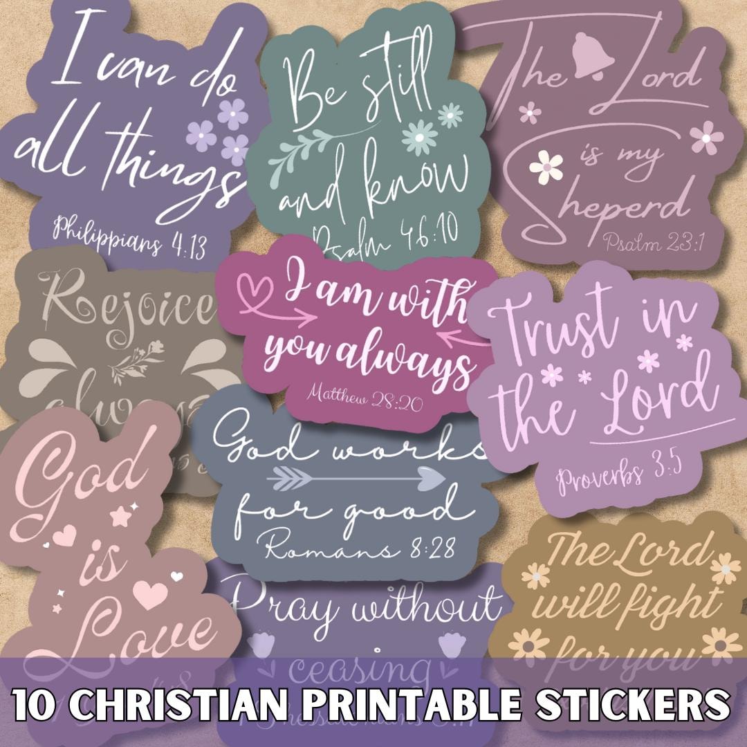 Faith Bible Verse Sticker Bundle, Christian Quotes Svg, Aesthetic ...