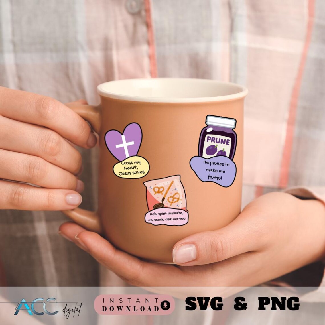 Christian Sticker Pack SVG PNG Bundle, Faith Based Quotes, Religious ...