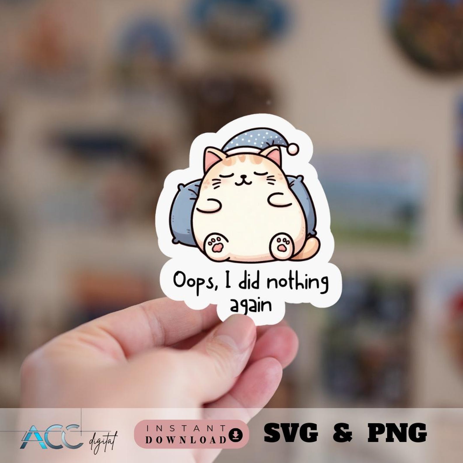 Kawaii Funny Stickers SVG PNG Bundle, Sacrcastic Printable Clipart ...