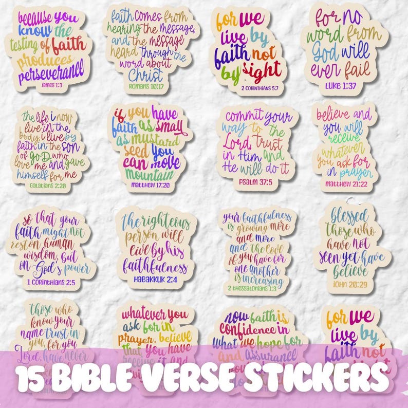 Faith Sticker Bundle SVG PNG, Printable Bible Verse Stickers About ...