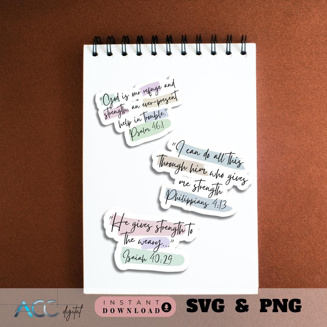 Christian Sticker SVG PNG Bundle, Bible Verse Sticker, Christian Quotes ...