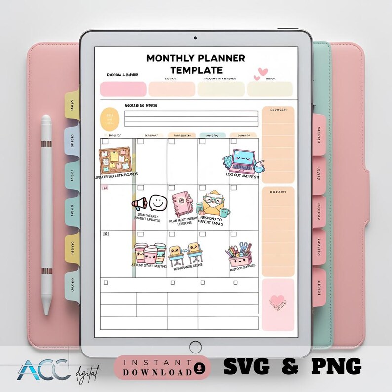 Teacher Daily Tasks Stickers SVG PNG Bundle, Goodnotes Printable ...