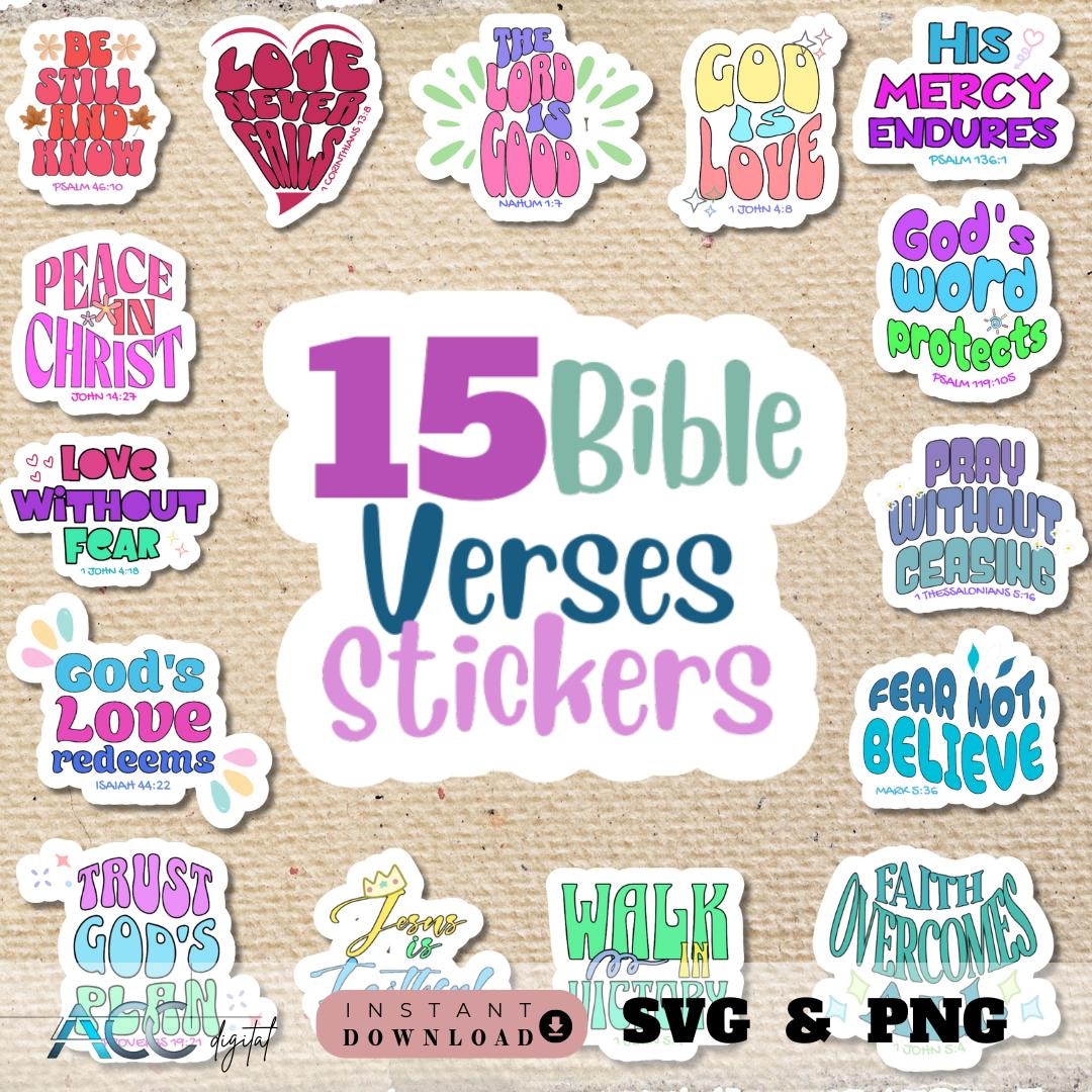 Bible Verse Stickers Svg Png Bundle, Christian Affirmation Stickers Svg ...