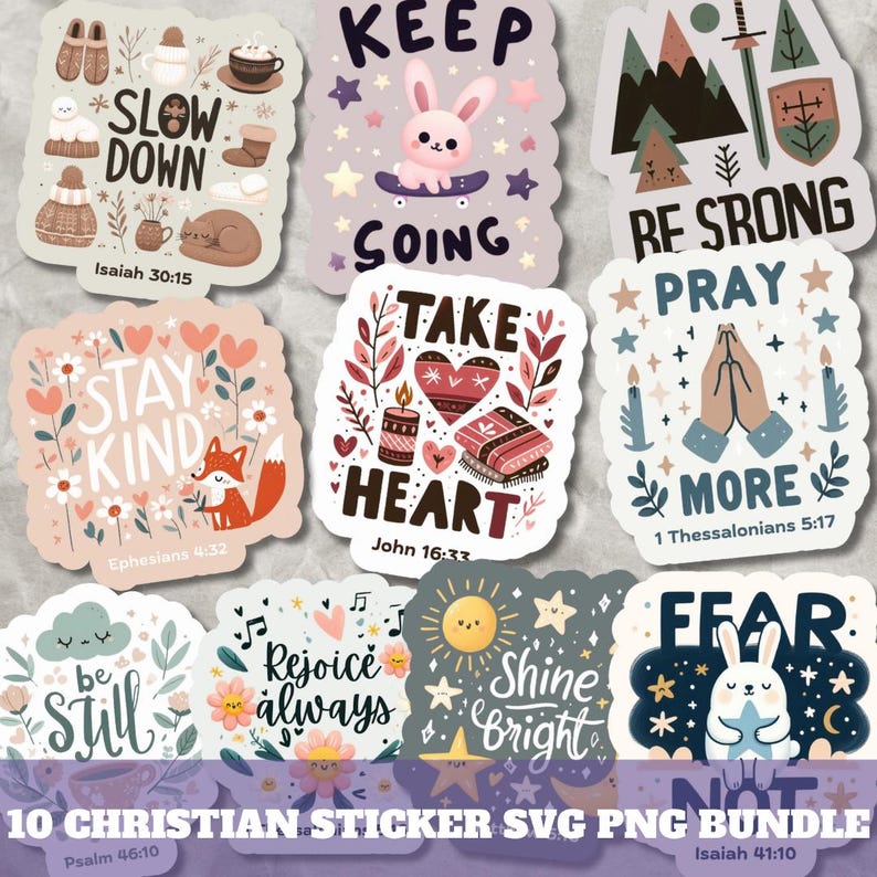 Christian Scripture Sticker SVG PNG Bundle, Faith Based Quotes Digital ...