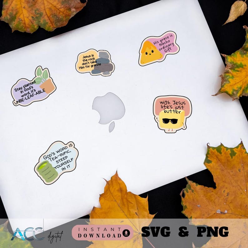 Christian Pun Funny Stickers SVG PNG Bundle, Faith Quotes, Digital ...