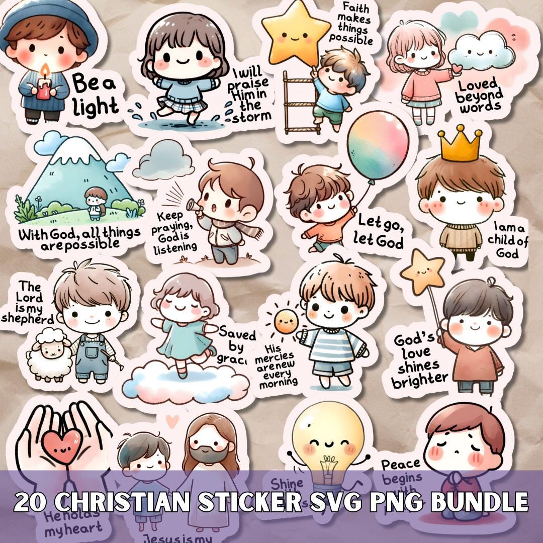 Faith Sticker Pack SVG PNG Bundle, Christian Religious Quotes, Cute ...
