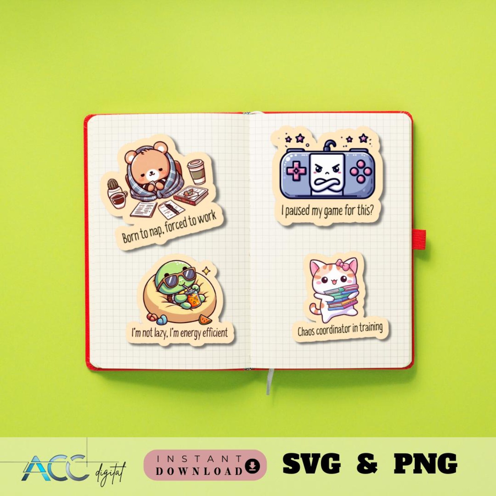 Cute Funny Stickers SVG PNG Bundle, Sarcastic Quotes, Adult Humor Jokes ...