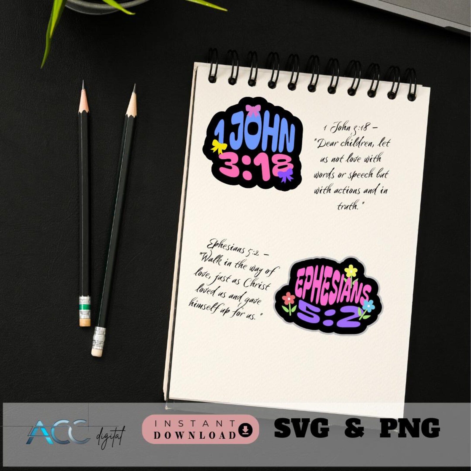 Bible Verses Sticker Pack SVG PNG Bundle, Christian Quotes About Love ...