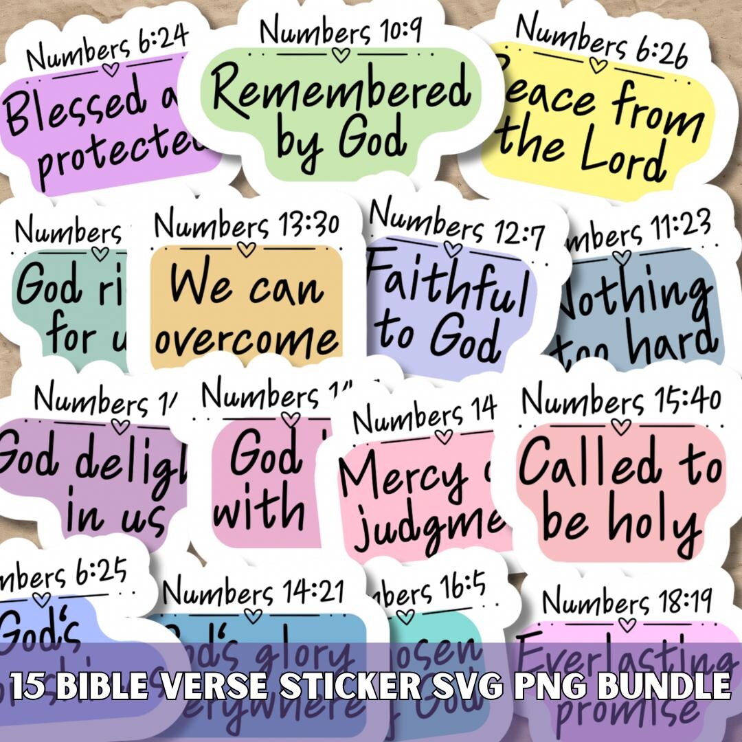 Numbers Bible Verse Stickers SVG PNG Bundle, Scripture Quotes ...