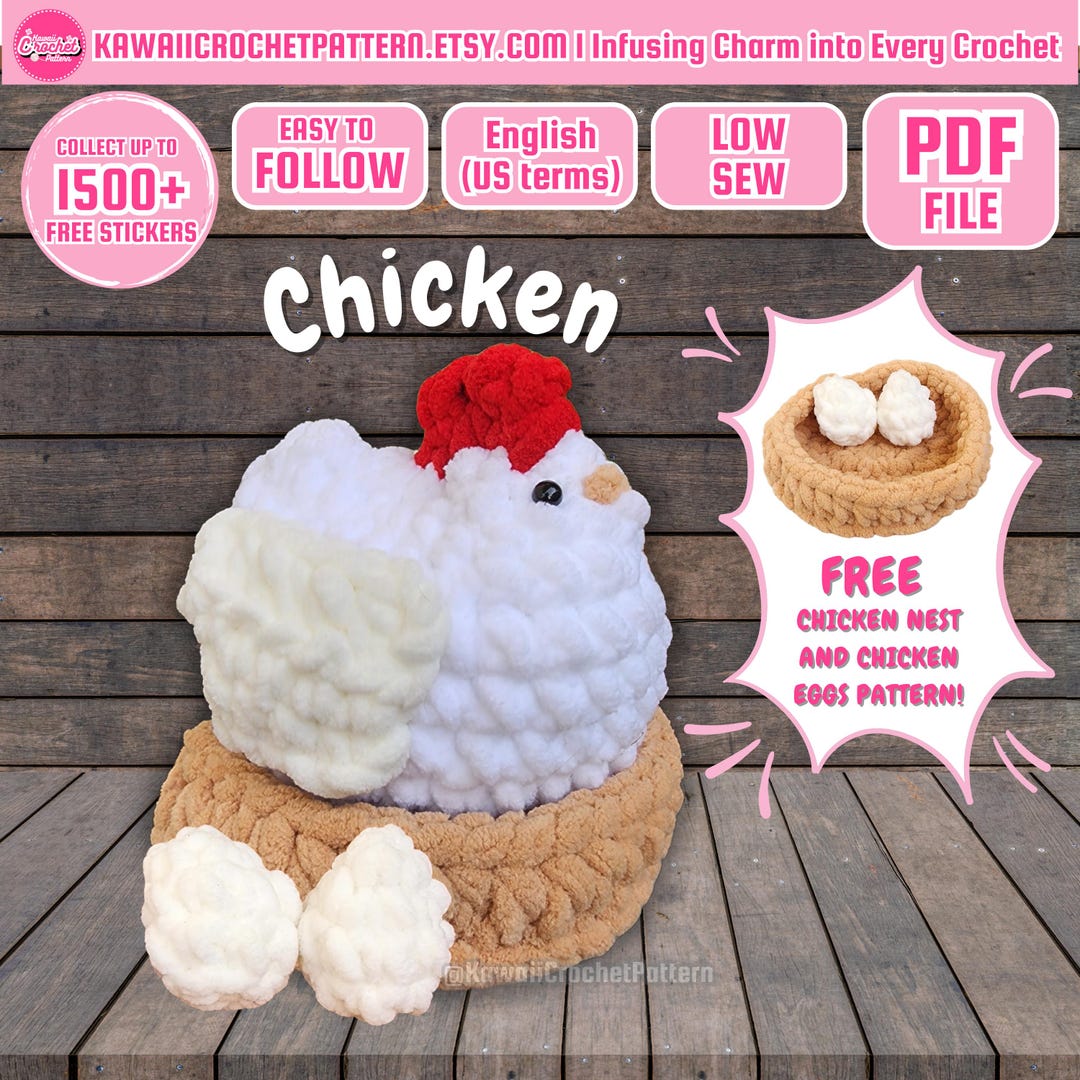 Chicken Crochet Pattern, Crochet Farm Animal Pattern, Chicken Plush ...
