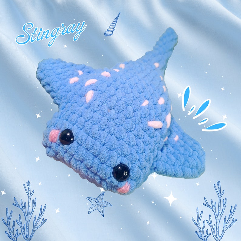 Stingray Crochet Pattern, Amigurumi Ray Pattern, Easy Stingray Plushie ...