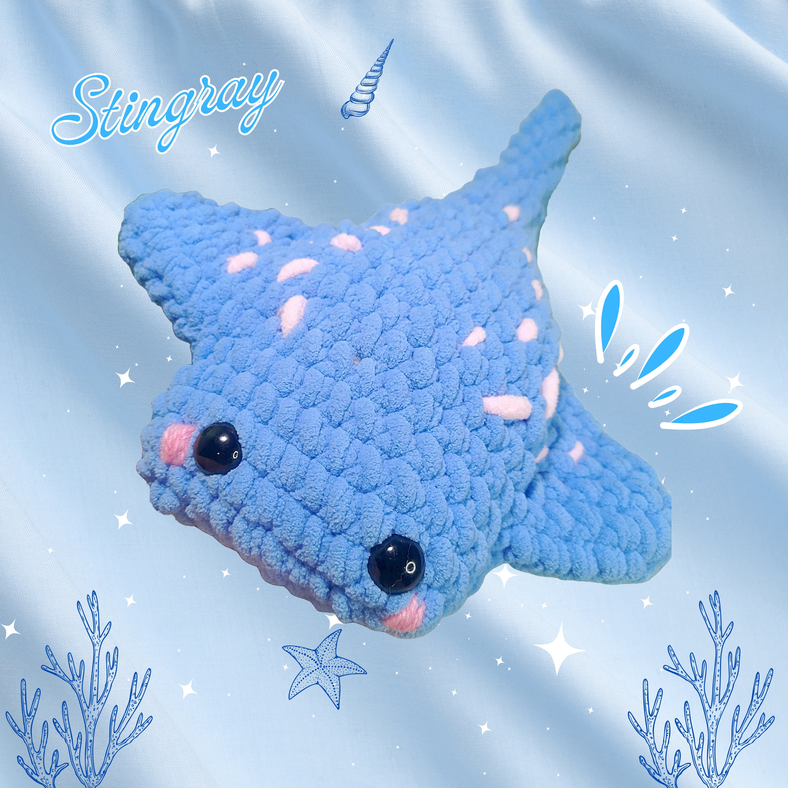 Stingray Crochet Pattern, Amigurumi Ray Pattern, Easy Stingray Plushie ...