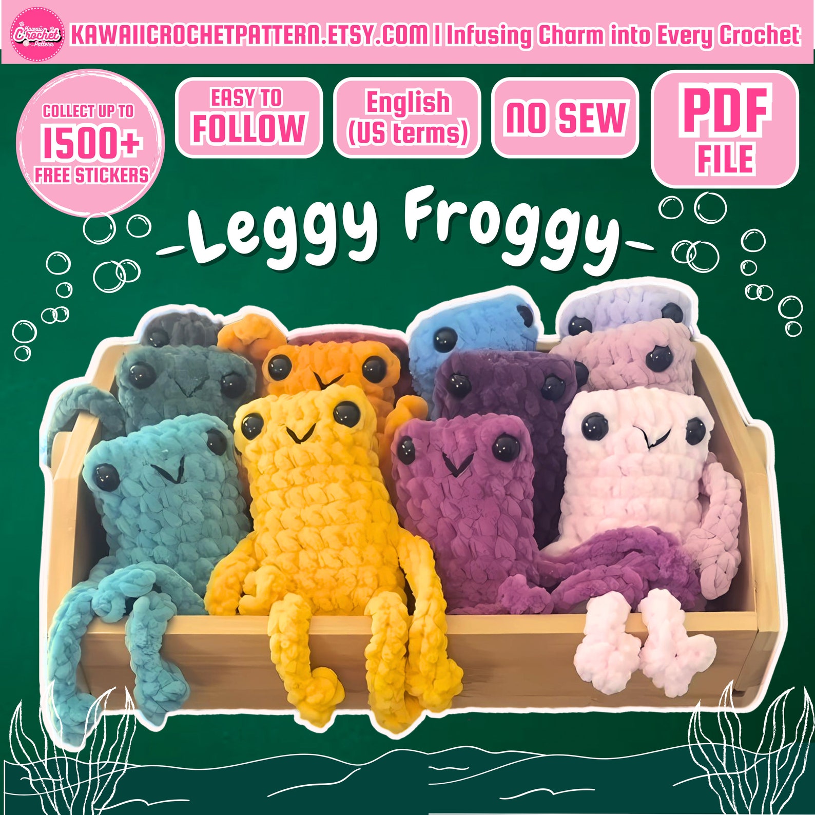 No Sew Leggy Froggy Crochet Pattern, No-sew Frog Pattern, Amigurumi ...