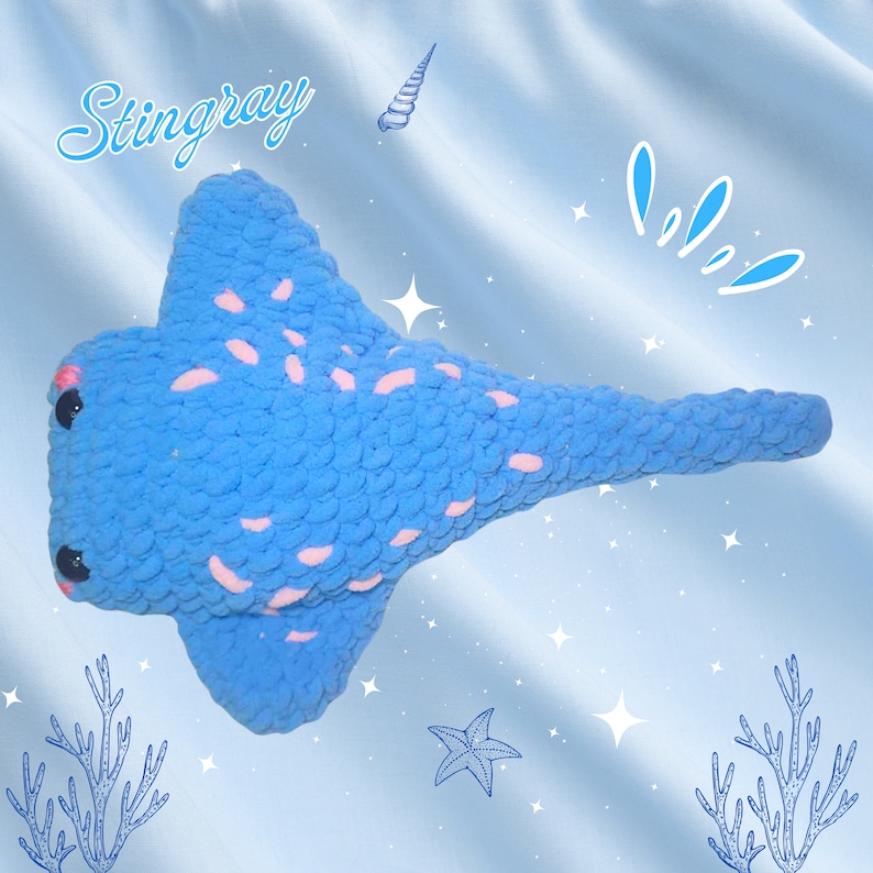Stingray Crochet Pattern, Amigurumi Ray Pattern, Easy Stingray Plushie ...