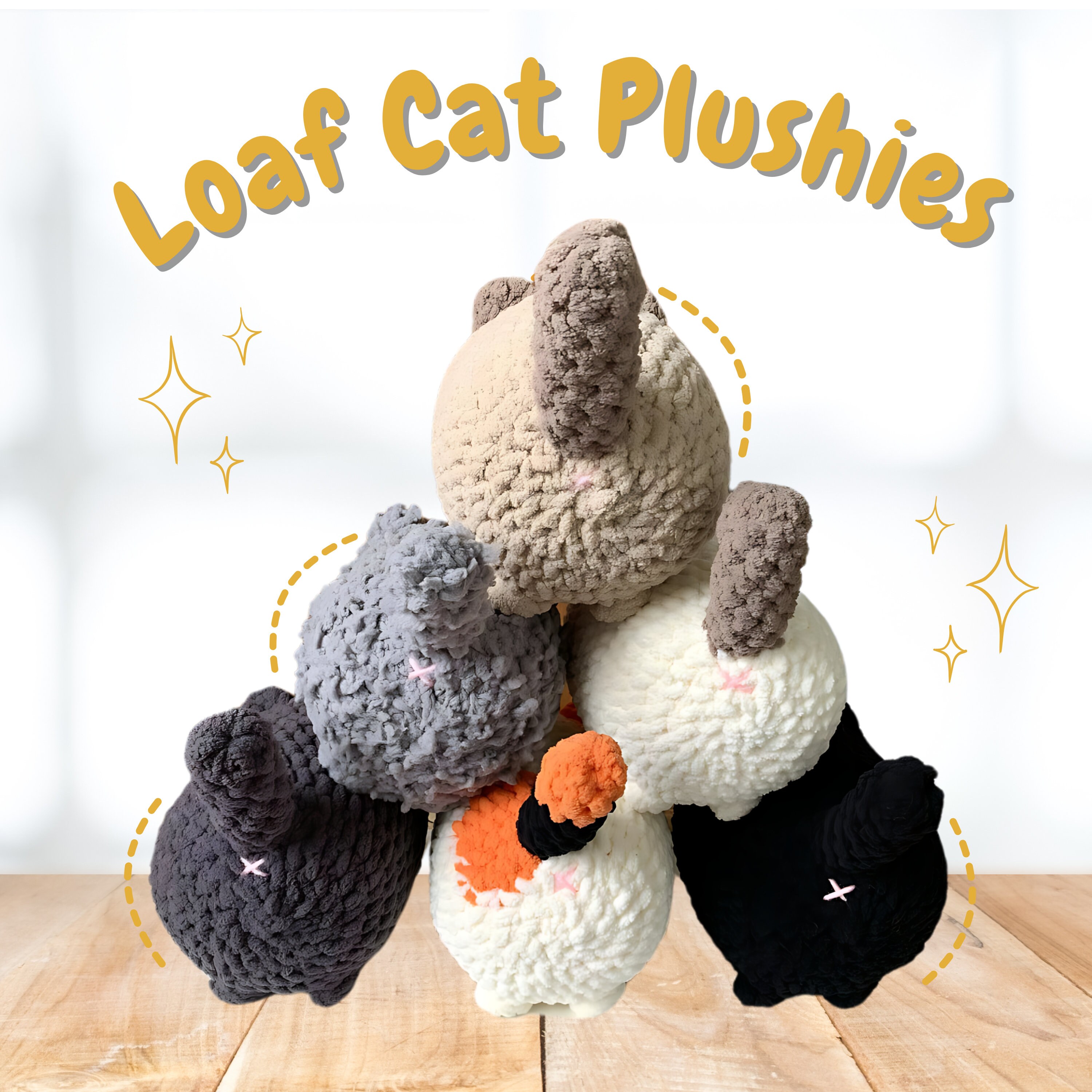 4 in 1 Crochet Pattern Amigurumi, Cute Loaf Cat Plushies, Cat Crochet ...