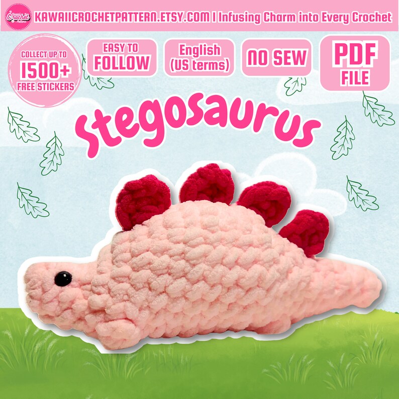 No Sew Stegosaurus Pattern, Dinosaur Crochet Pattern, No-dew Amigurumi ...