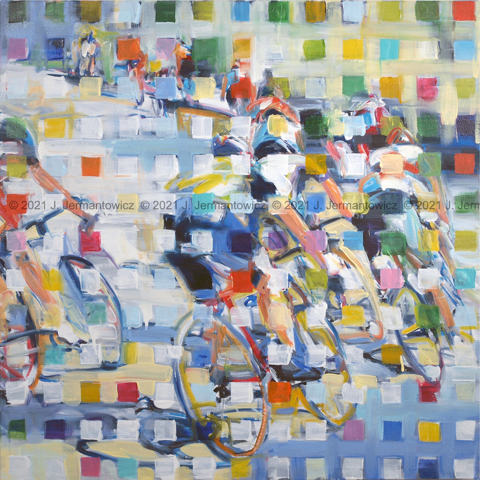 Abstract Bicycle Race Painting Oil on Canvas | Etsy