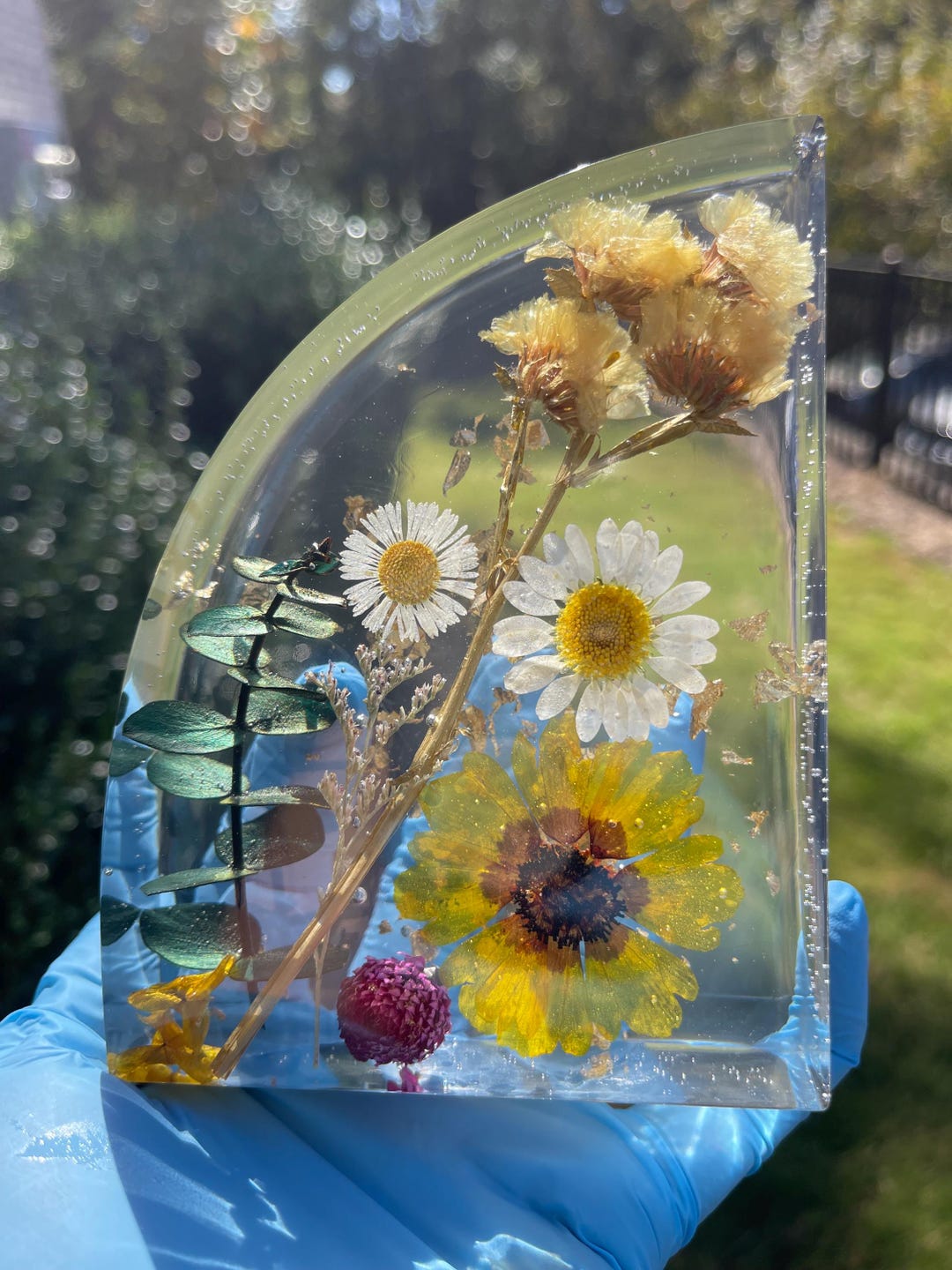 Handmade Custom Resin Bookends With Dried Flowers | Pressed Flower Book ...