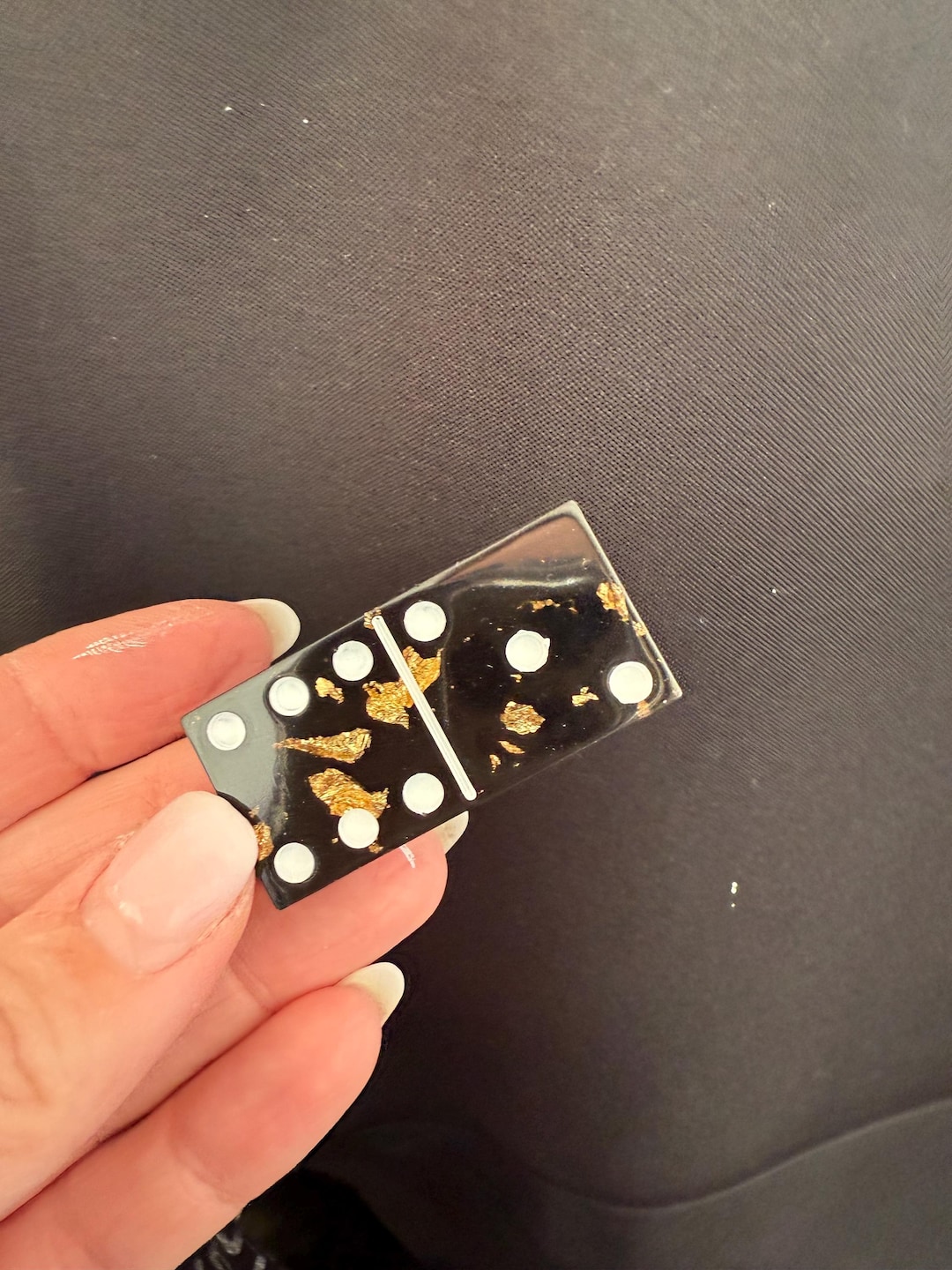 Custom Resin Domino Set: Two-tone With Gold Flakes, Handmade Game - Etsy