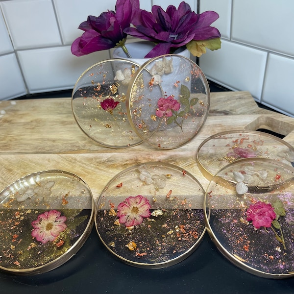 Flower Resin Coasters - Etsy