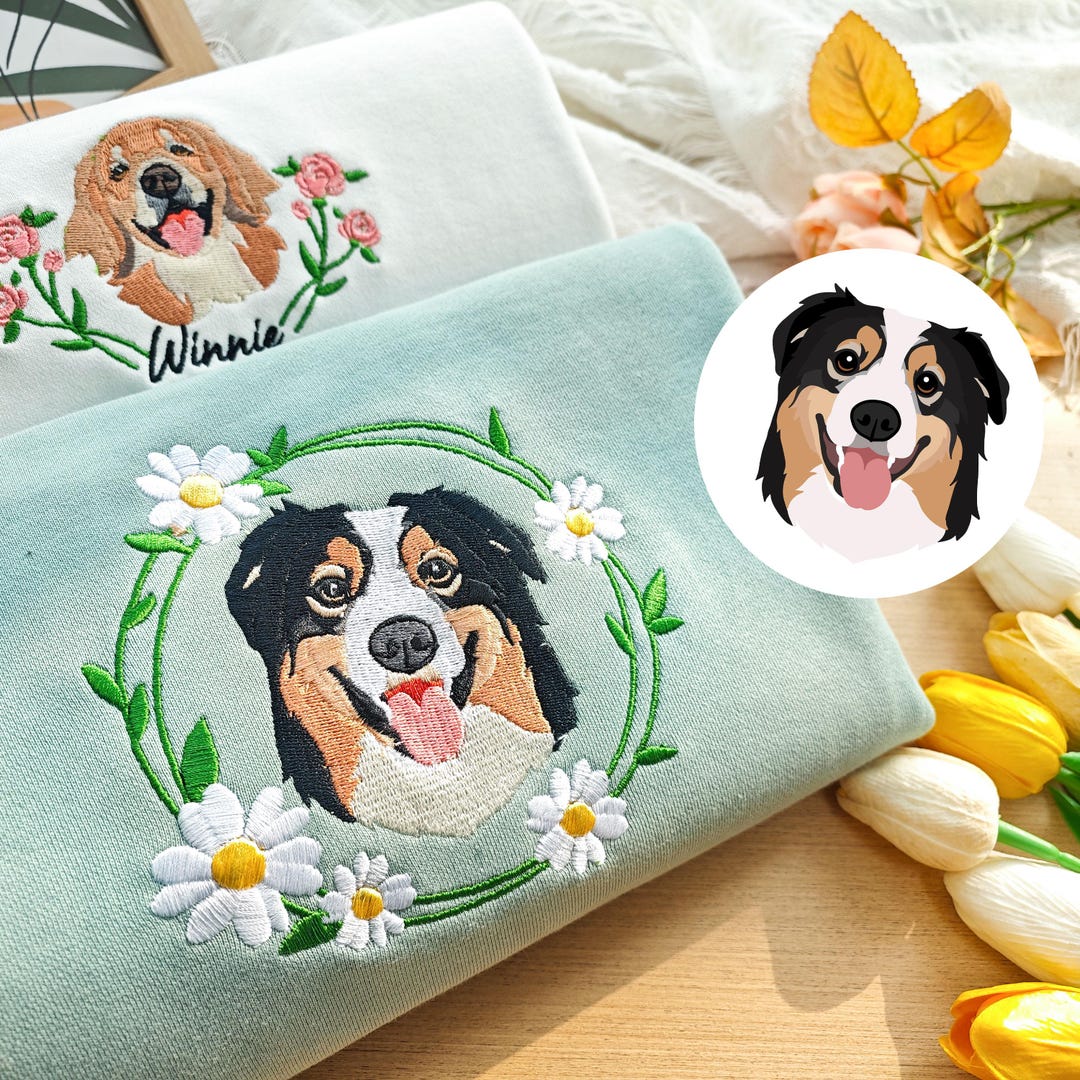 Custom Pet Embroidered Sweatshirt,custom Dog Embroidered Hoodie ...