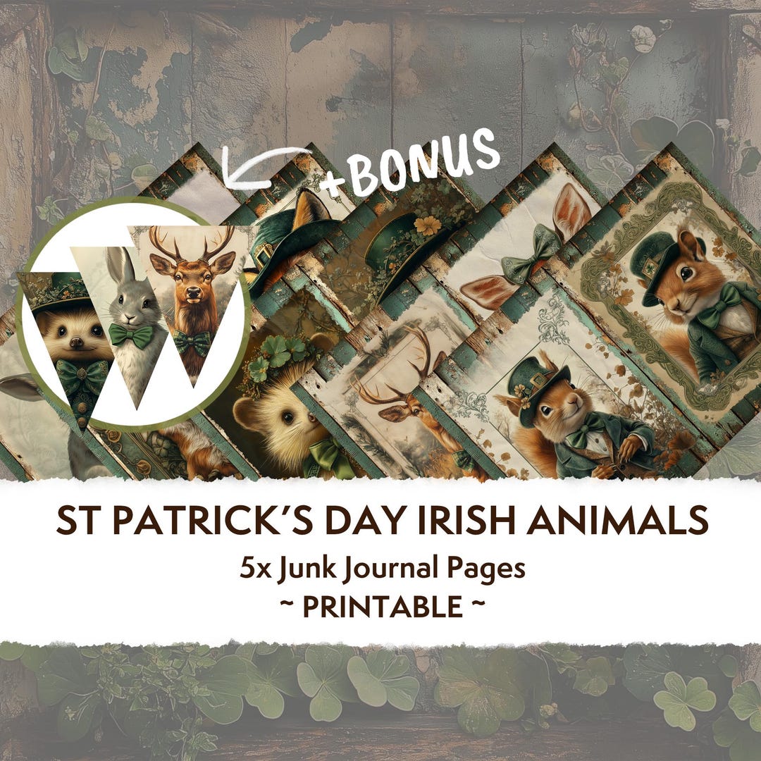 Irish Woodland Animals, Digital Download, Irish Ephemera, St. Patrick's ...