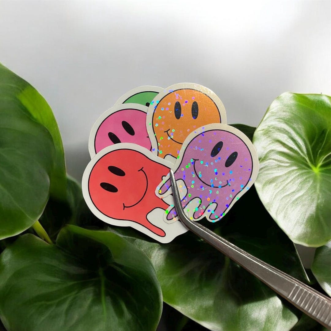 Drippy Smiley Face Sticker - Etsy