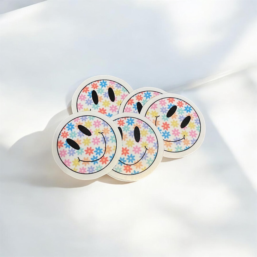 Flower Smiley Face Sticker - Etsy