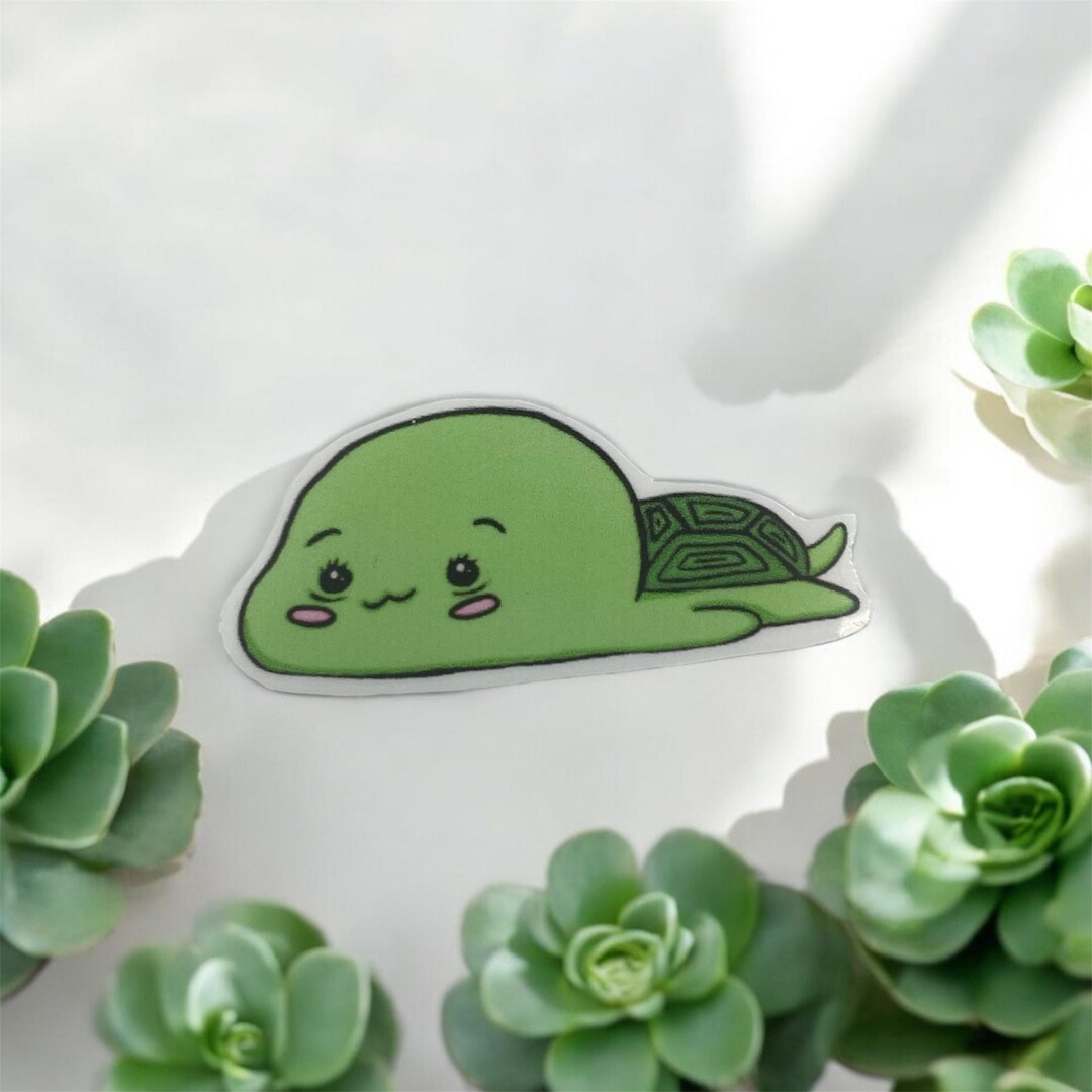 Squishy Cute Turtle Sticker, Green, Laptop, Decal, Tumblr, Water Bottle ...