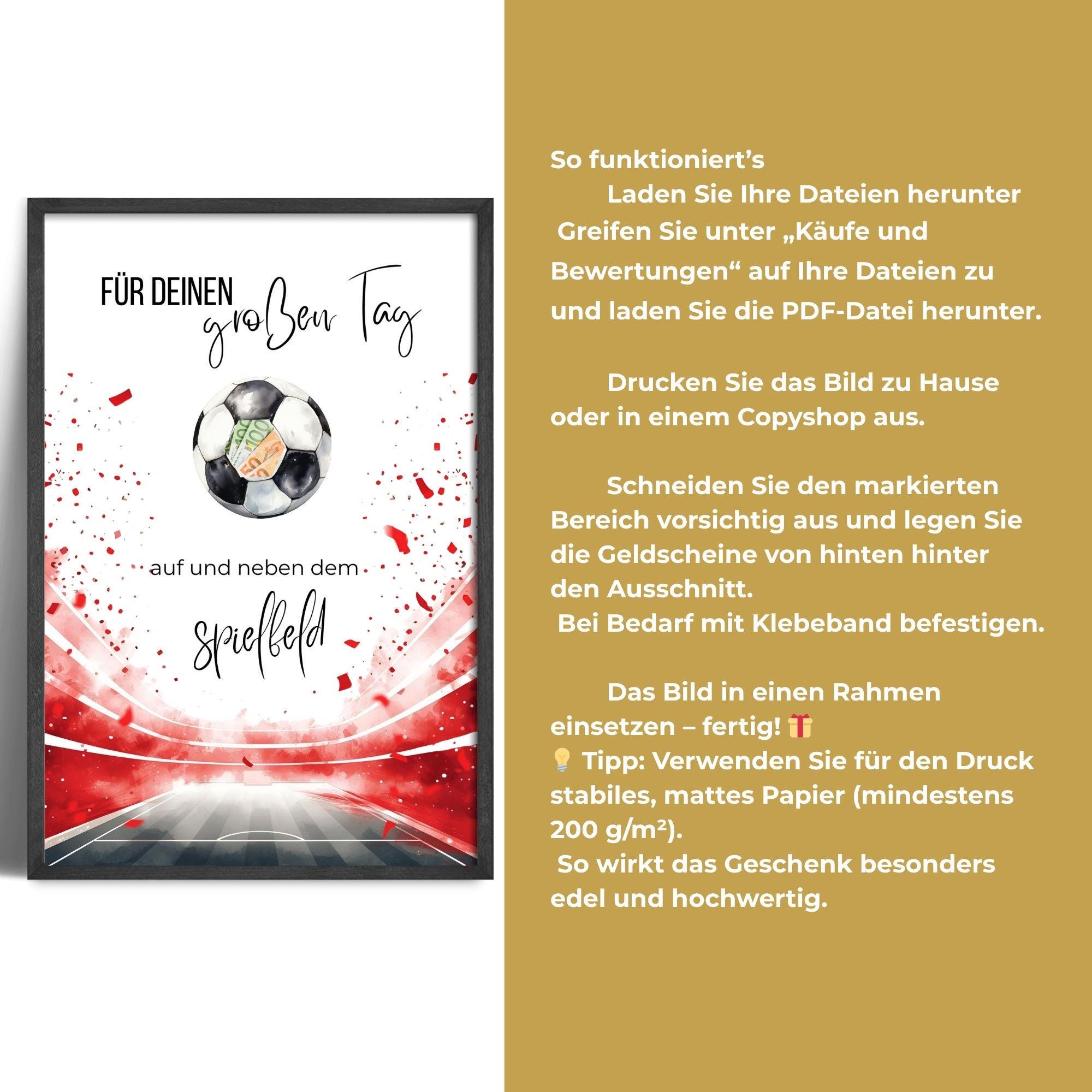 Soccer Money Gift Red White | Printable Voucher PDF | Gift for Men ...