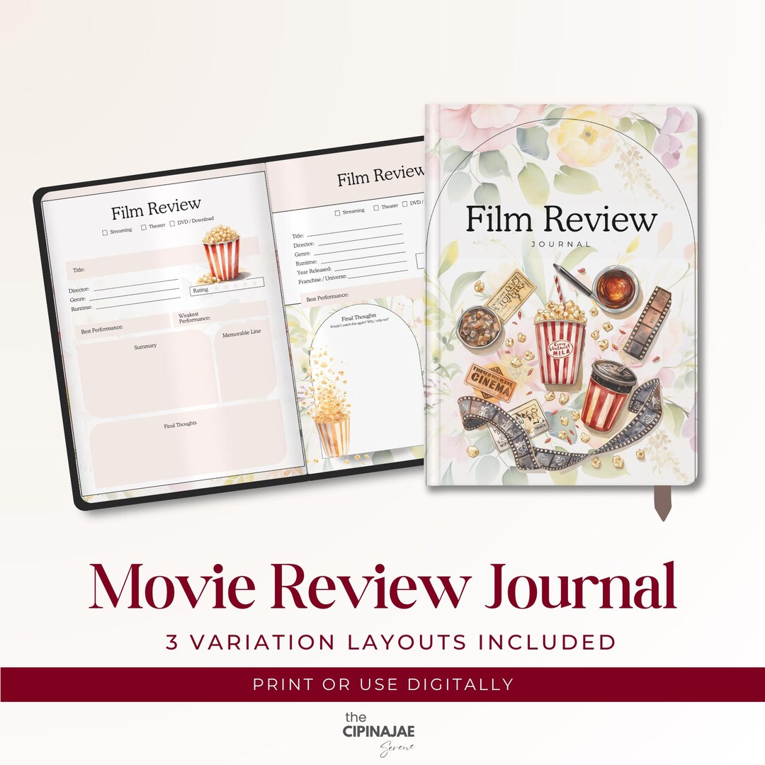Movie Review Journal Template | Printable Film Review Pages, Movie ...
