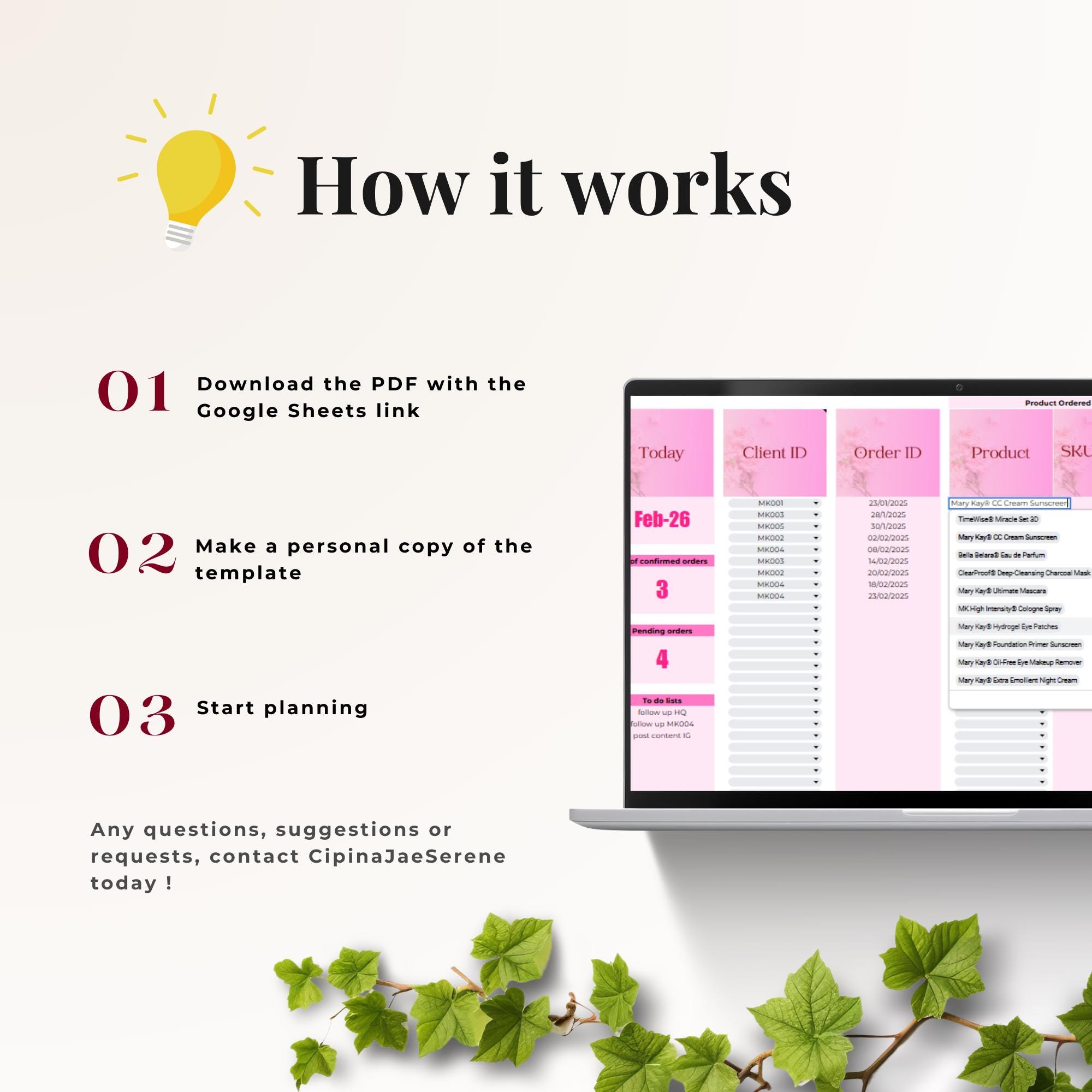 Mary Kay Planner Customer Management Tool, Digital Client Organizer ...