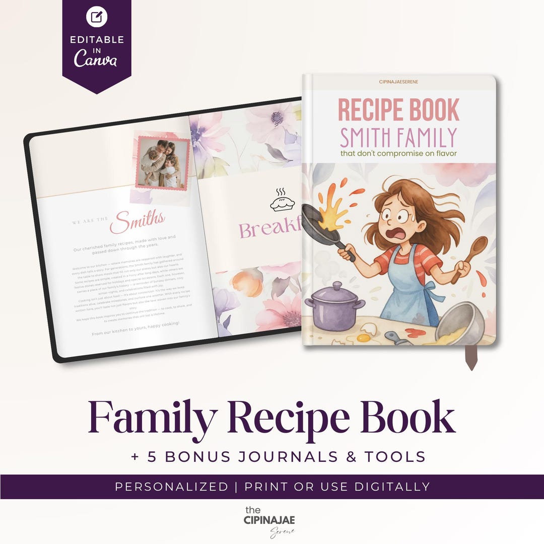 Personalized Cookbook | Custom Digital Family Recipe Book With Journal ...