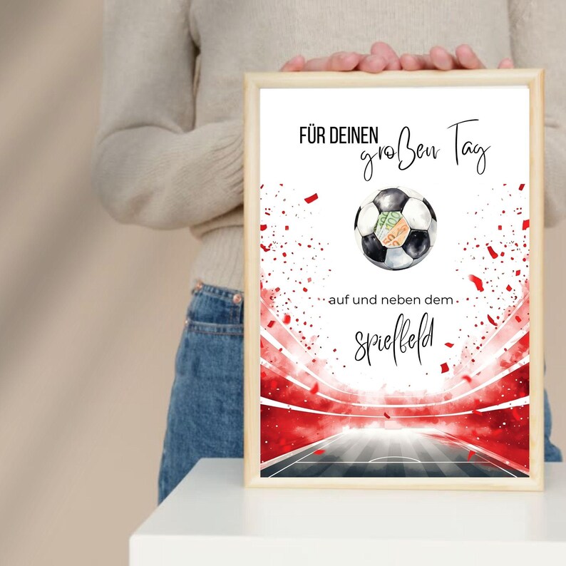 Soccer Money Gift Red White | Printable Voucher PDF | Gift for Men ...