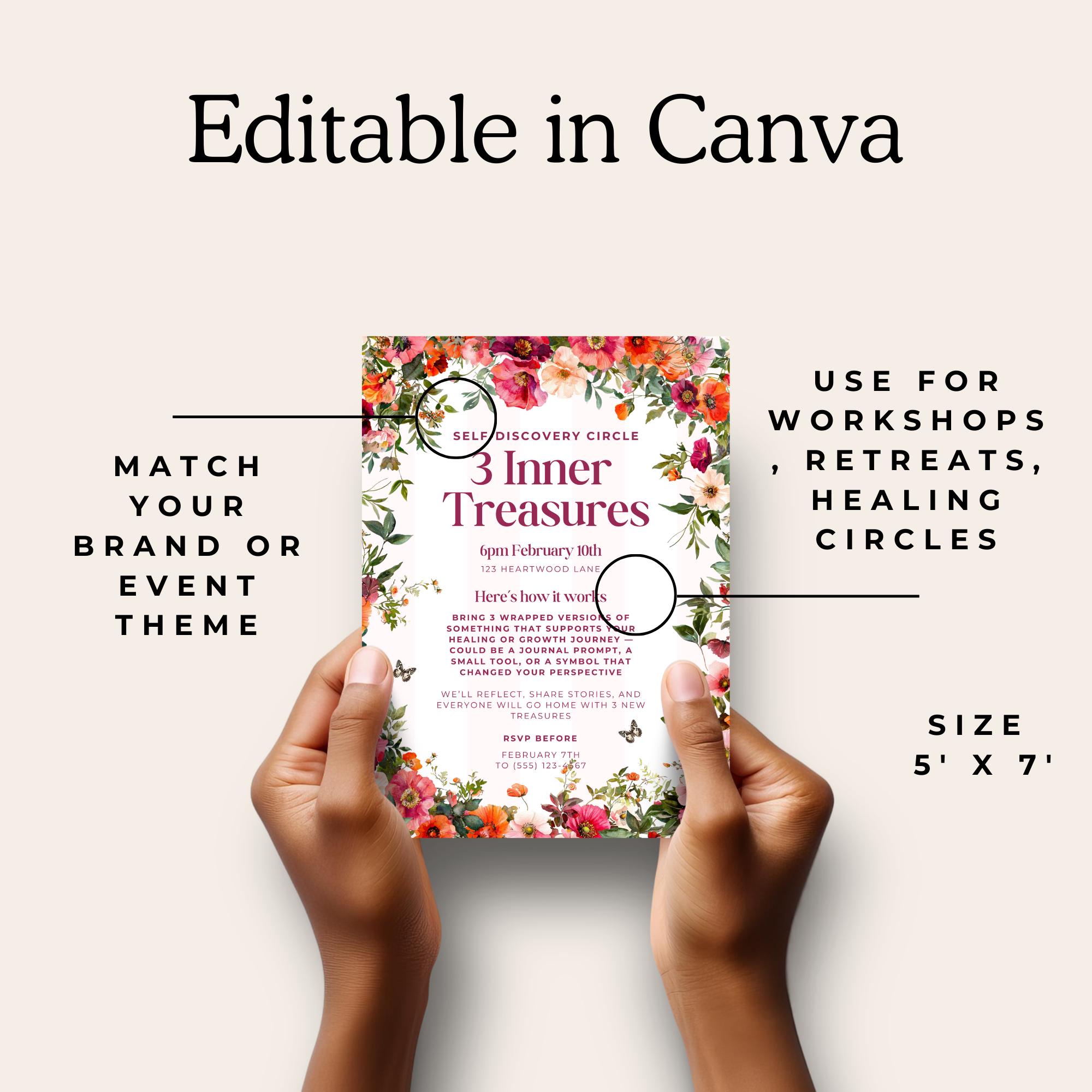 Self-discovery Circle Event Invitation Template | Editable Canva PDF ...